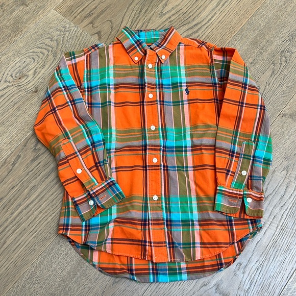 Ralph Lauren | Shirts & Tops | Ralph Lauren Preppy Orange Blue Green Plaid Button Down Shirt ...